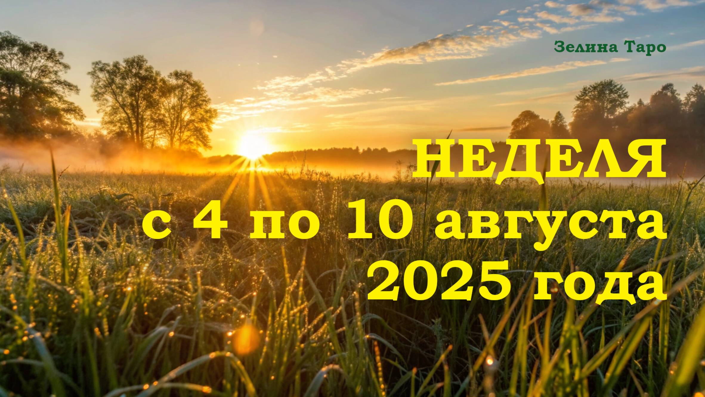 Неделя с 4 по 10 августа 2025 года