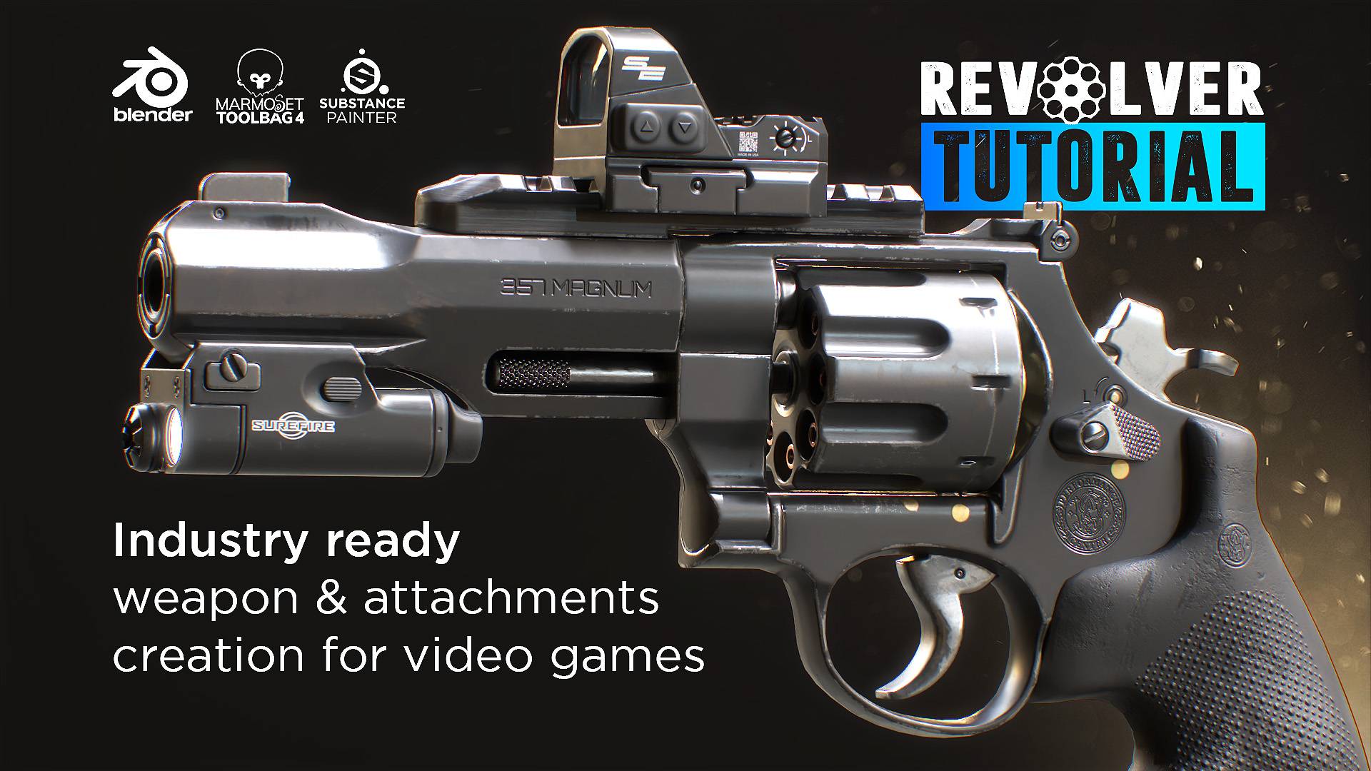 Revolver Tutorial -  (Создание револьвера и обвеса для видео игр) #blender