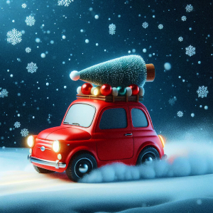 Машина с елкой в багажнике_DariaVoronova