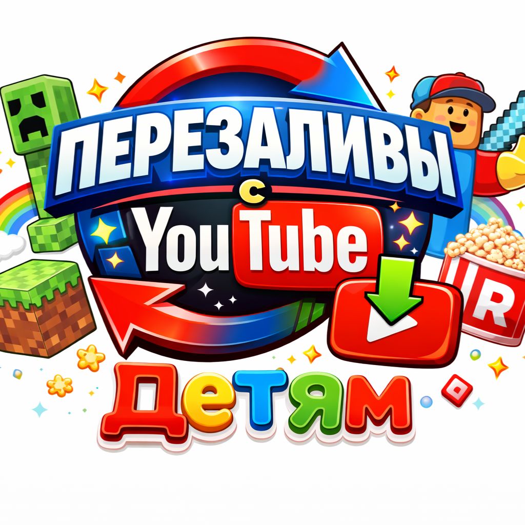 Иконка канала Перезаливы с YouTube. Детям. (Roblox, Minecraft)