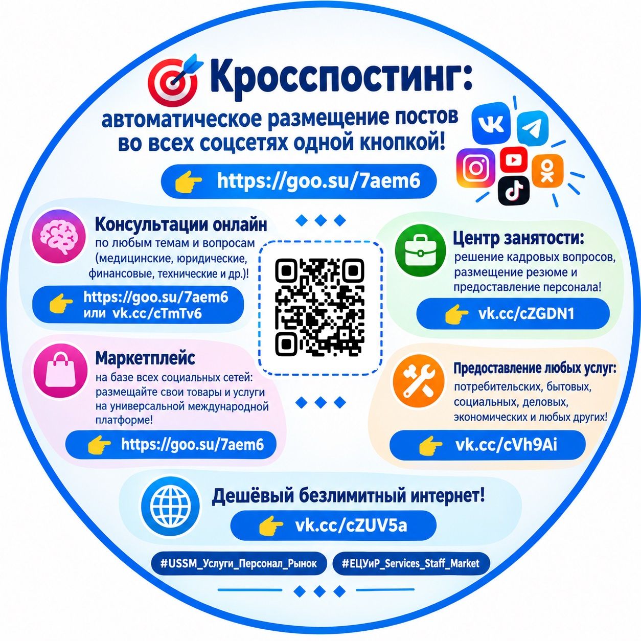 Иконка канала Услуги. Персонал. Рынок.