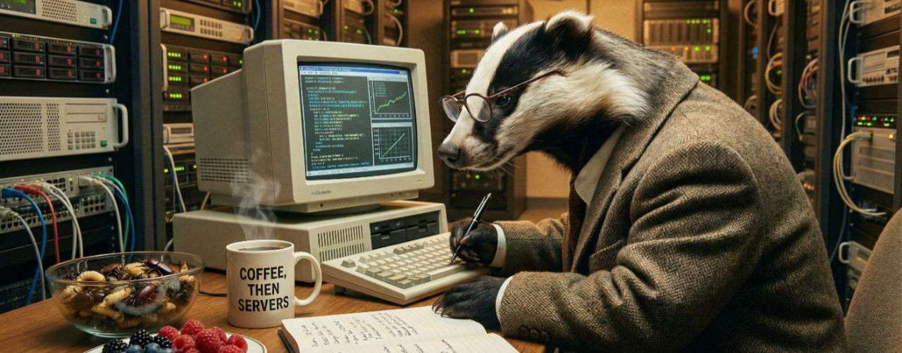 Барсук смотрит.