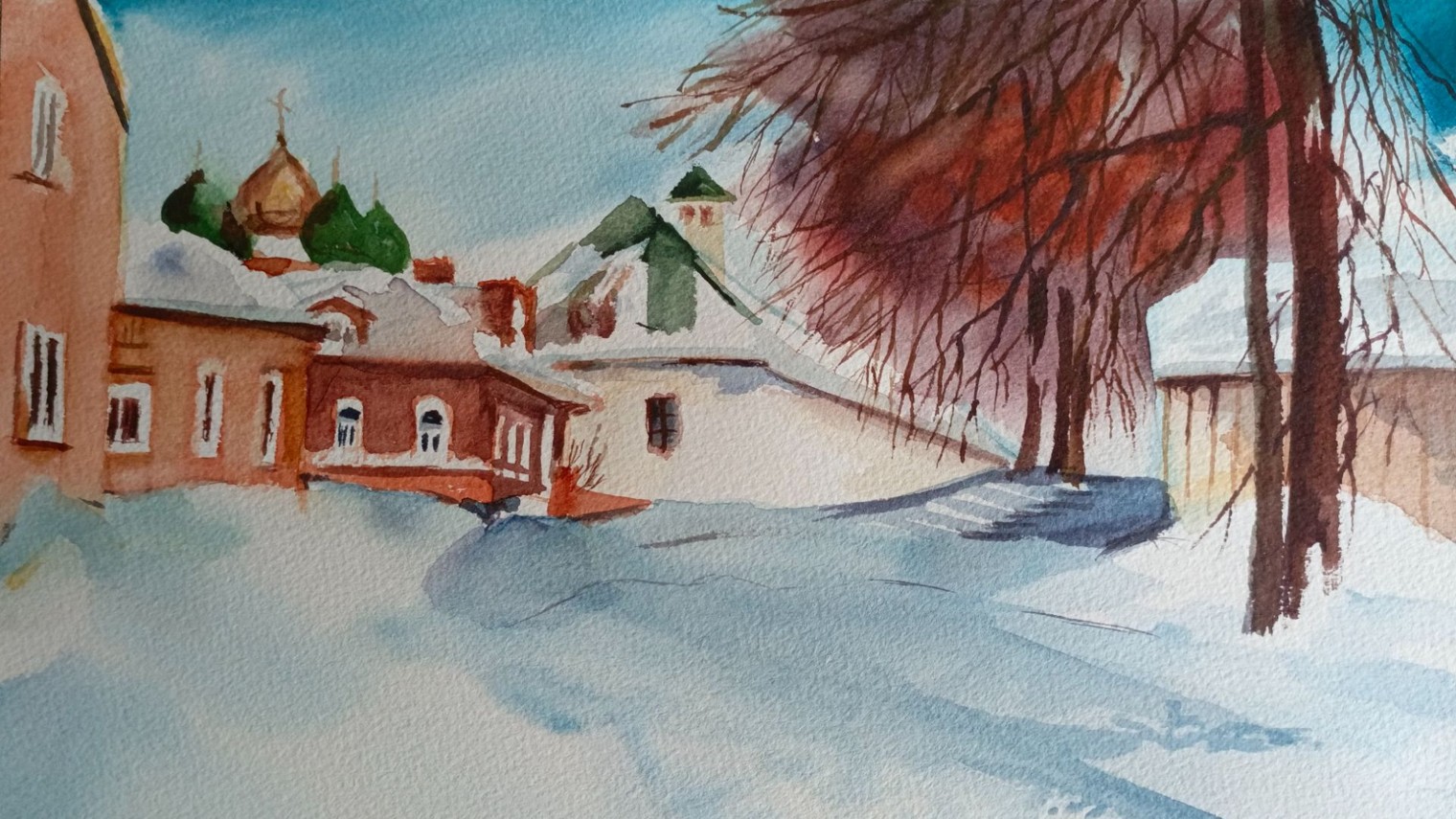 Коробка акварели , зарисовки с натуры .