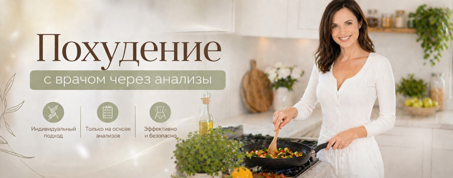 ПОХУДЕНИЕ С ВРАЧОМ ЧЕРЕЗ ПИТАНИЕ С УЧЁТОМ АНАЛИЗОВ