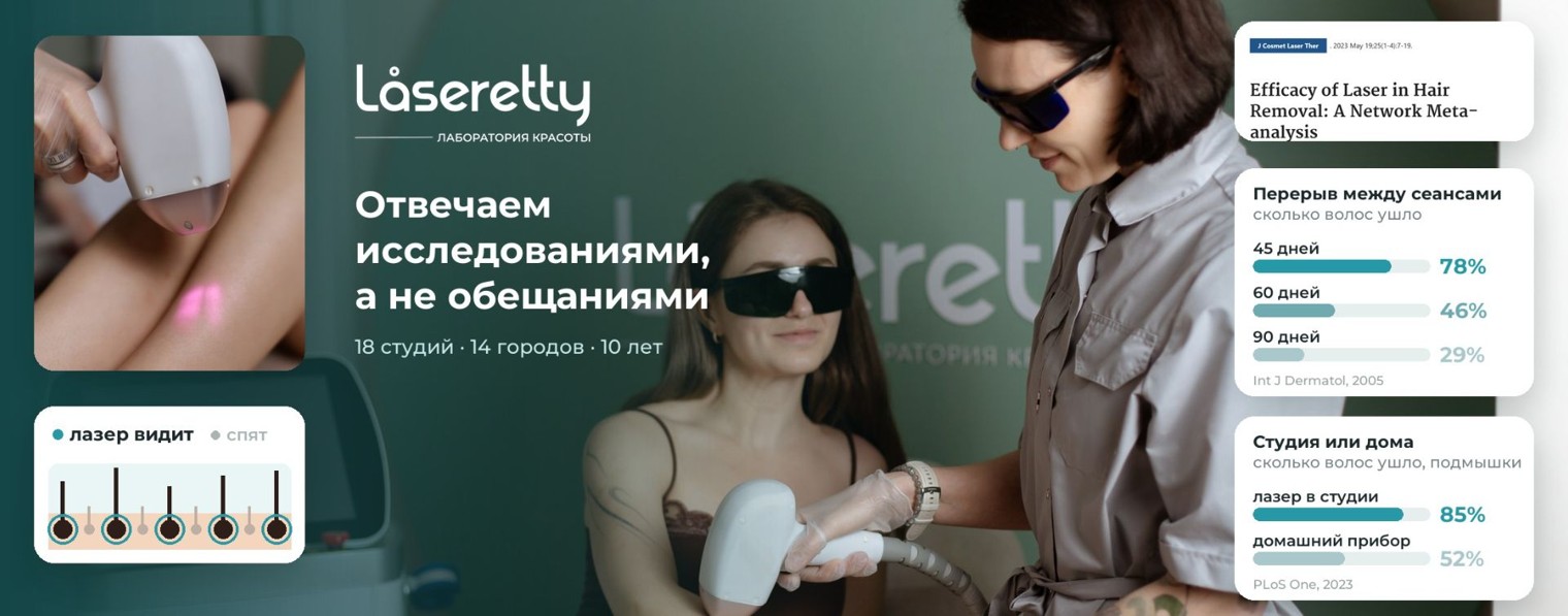 Сеть студий лазерной эпиляции Laseretty