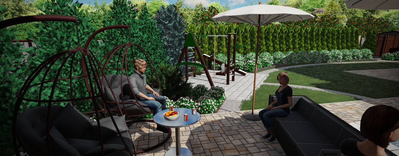 Ландшафтный дизайн Газон 3Д