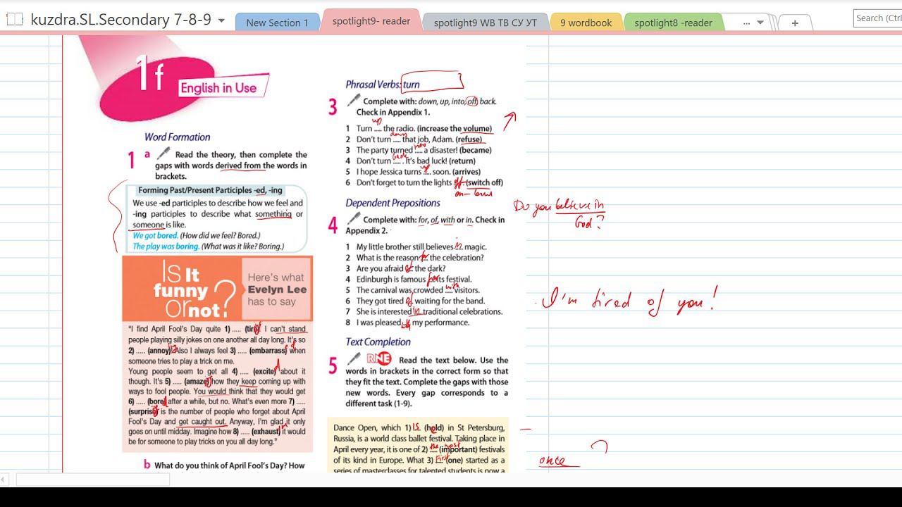 17. Spotlight 9. Module 1. Unit 1f English in Use
