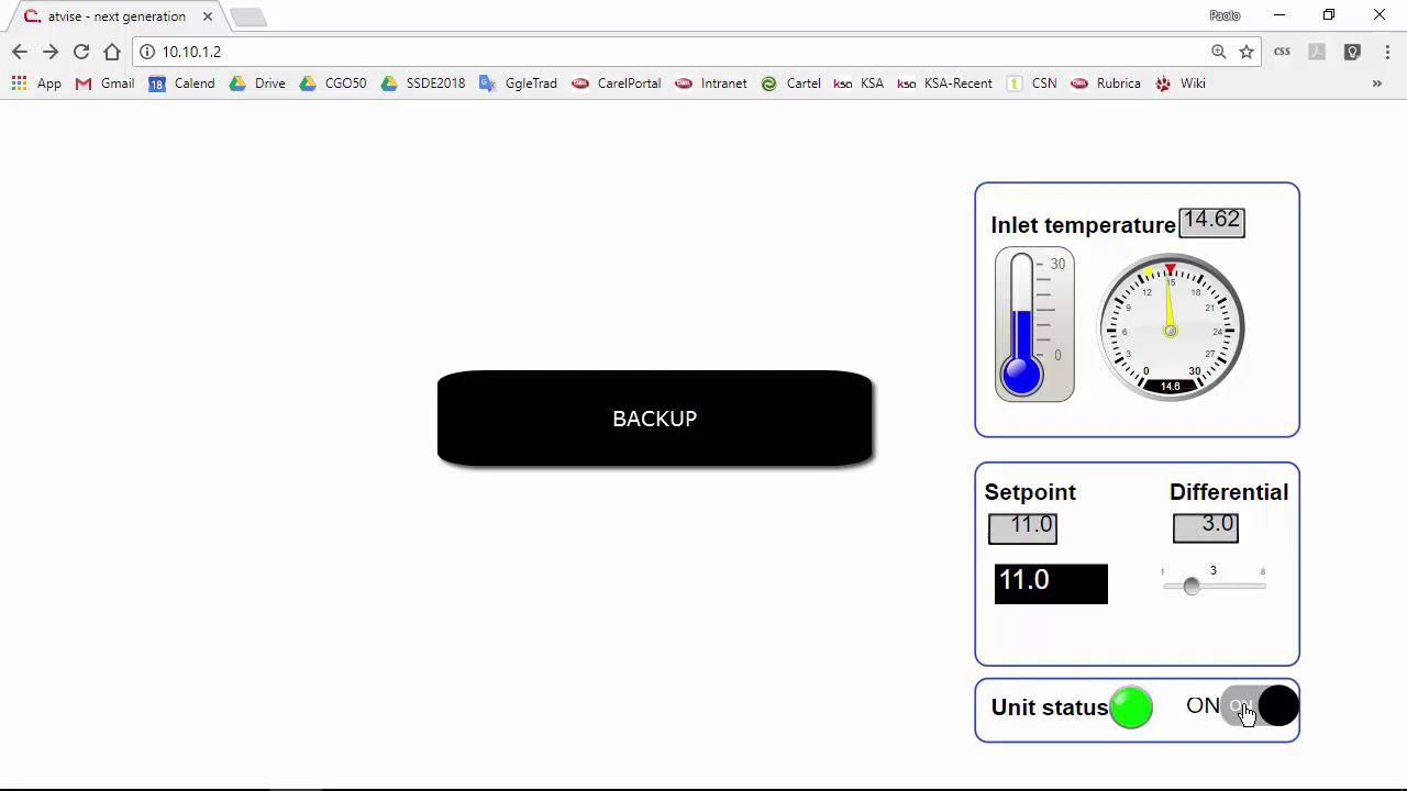 Carel. C.WEB. 05-Show Unit status as OFF/ON (Global List), Backup.