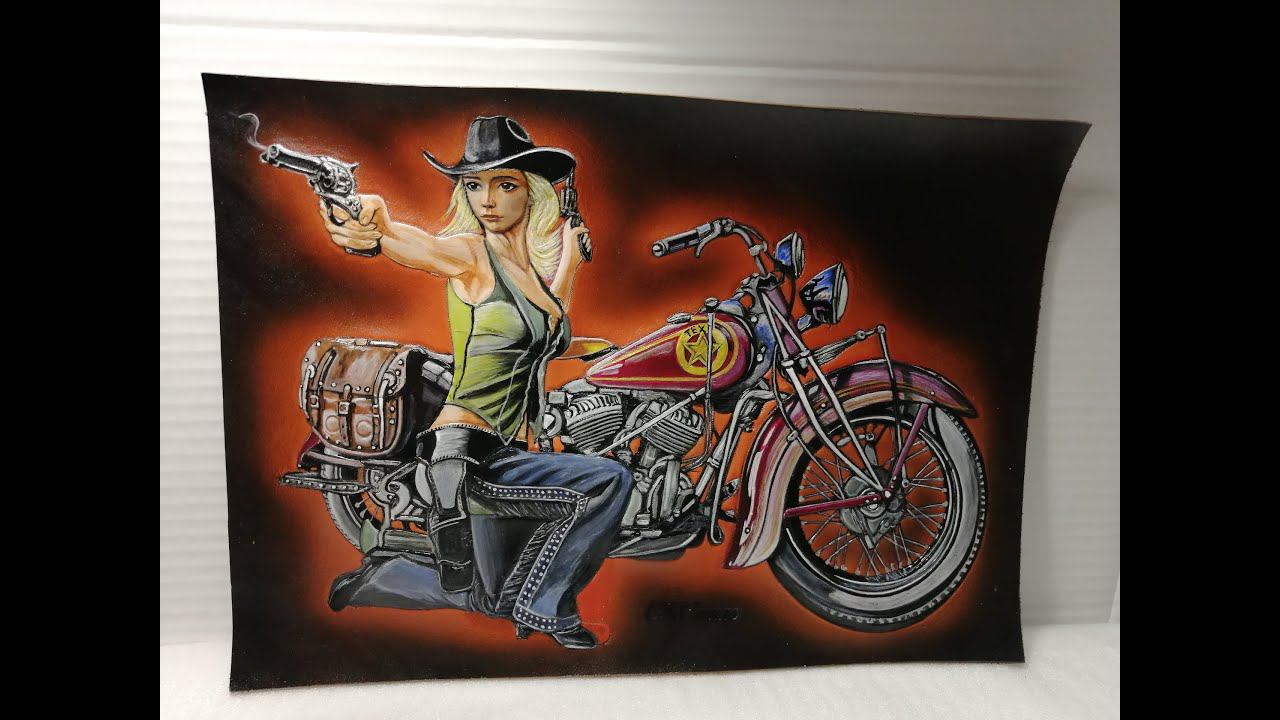 Картина на коже (накладка). Изделия из кожи. СКСтиль. Видео обзор: Вестерн, байкер.