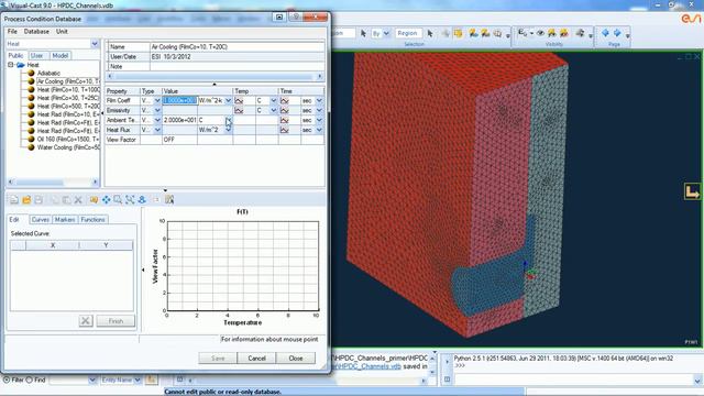Пример подготовки и решения задачи литья под давлением с применением каналов охлаждения в форме