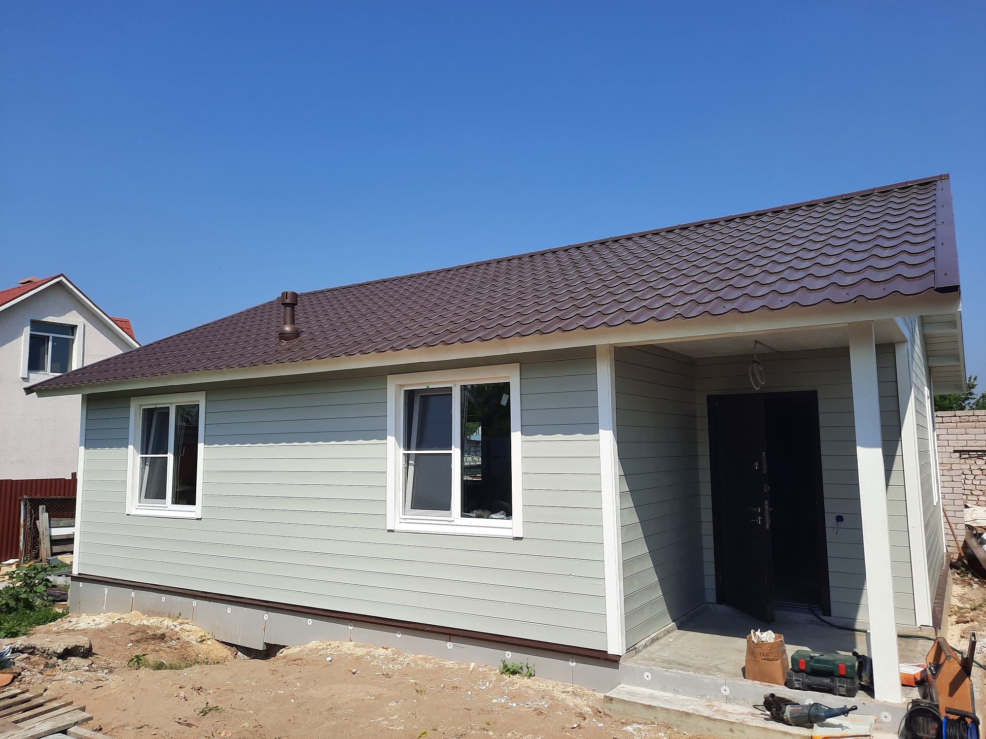 Внутренняя и внешняя отделка каркасного дома на УШП 65 кв.м. в п.Смышляевка.