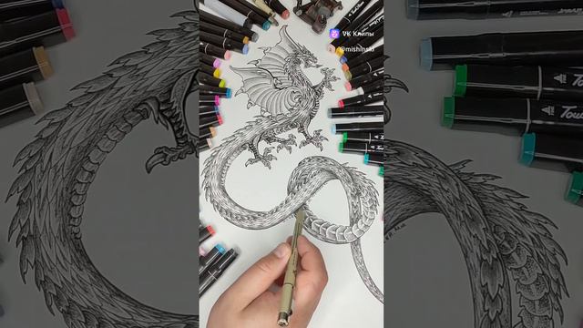 Тату эскиз Дракон в готическом стиле