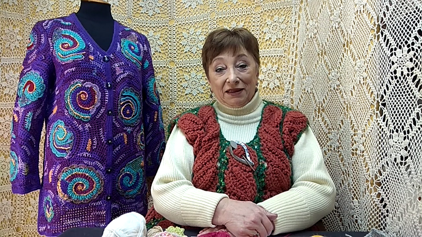 Фриформ. Жакет "Завитушки". Мастер-класс по вязанию крючком от О. С. Литвиной.
