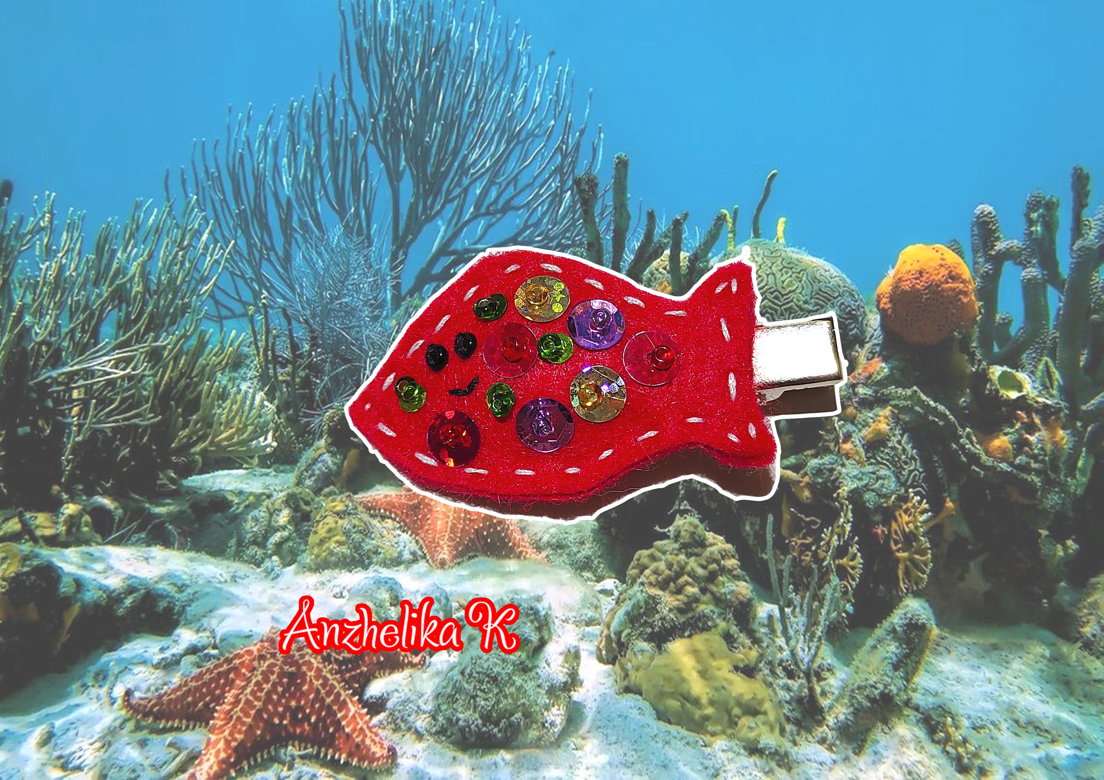 Украшение из фетра для маленьких принцесс! Заколочка Рыбка! Мастер класс.