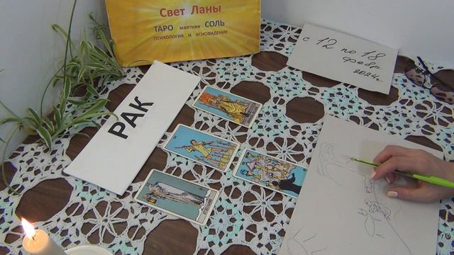 4 - РАК - прогноз ТАРО - с  12.02.2024г. по  18.02.2024г. + Послание от Высших Сил.