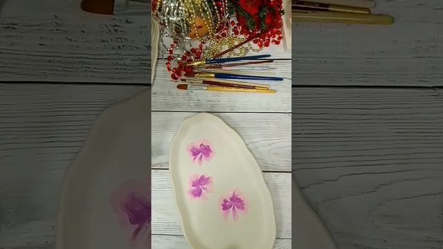 Поднос,тарелка - Художественная роспись по гипсу