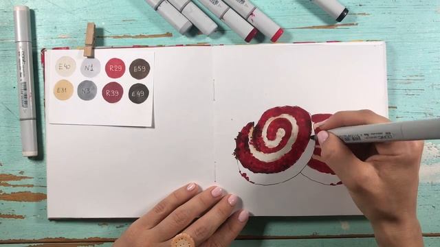 как нарисовать РУЛЕТ маркерами / уроки рисования. / рисуем сладости