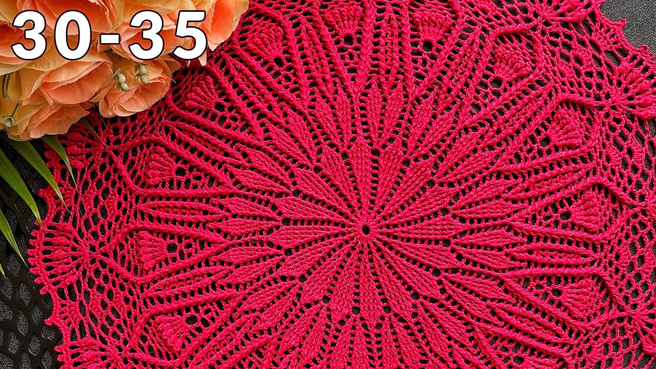 Салфетка крючком, Лилия, 30-35