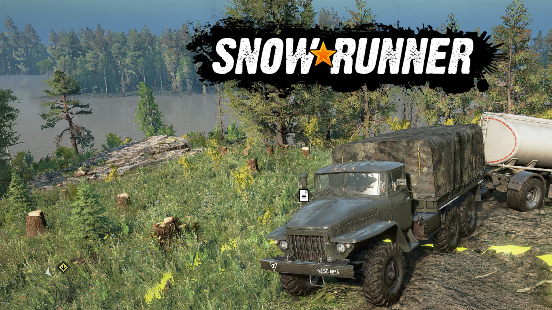 УРАЛ-375Д тащу цистерну на вышку (SnowRunner)