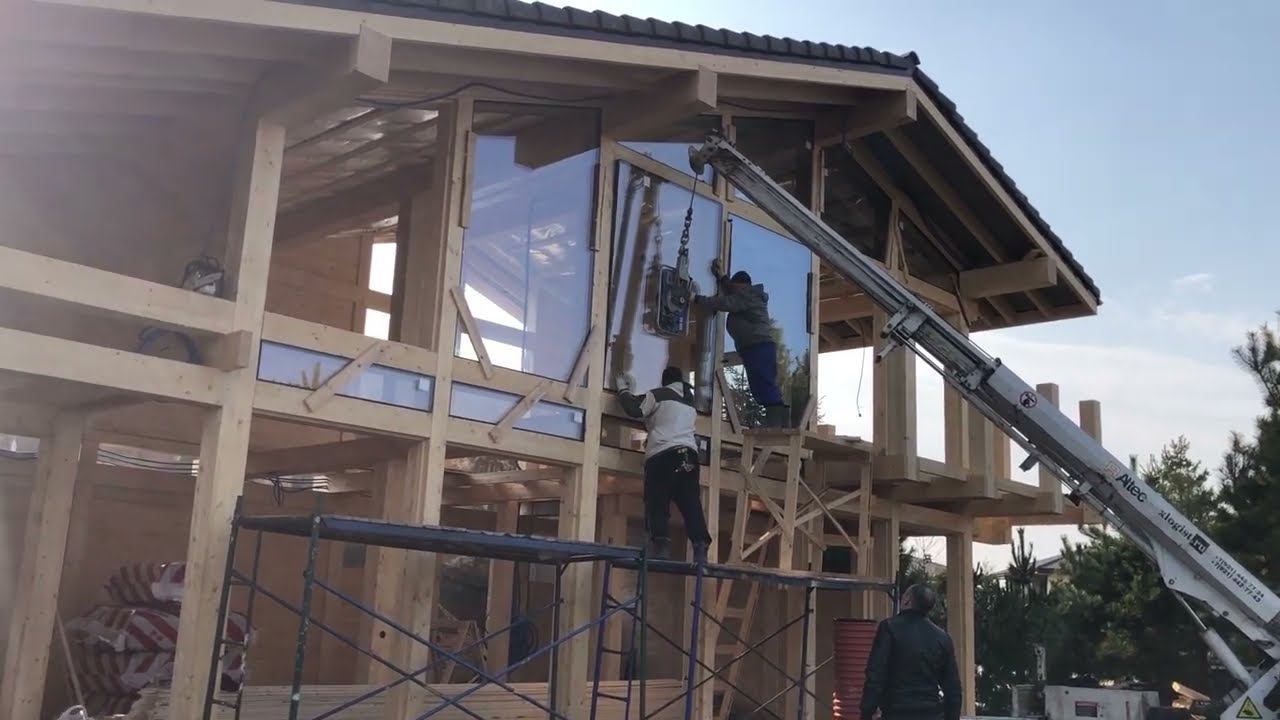 Панорамное остекление дома в стиле фахверк, КП "Онегин парк"