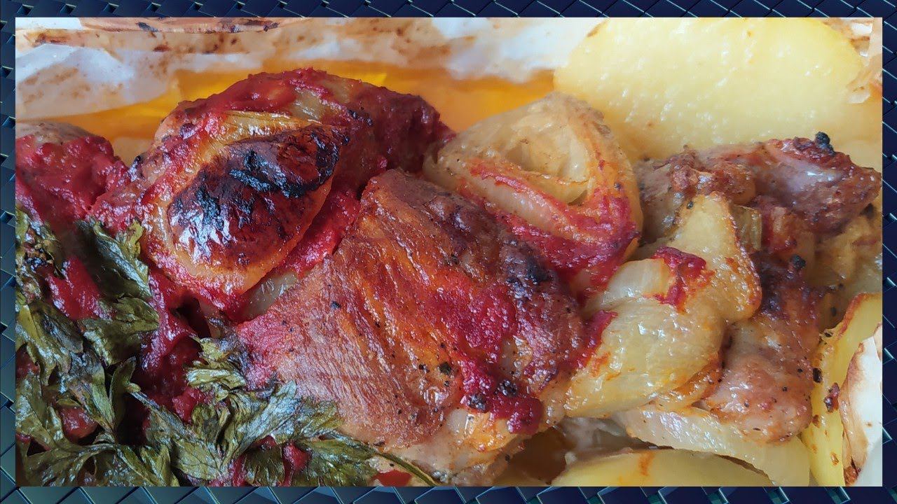 Нежнейшее мясо и картошечка в фольге в духовке. Шашлык в духовке. Kebab in the oven. GoodAppetite.