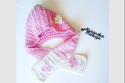 Вязание крючком. Вязаный капюшон шарф крючком.