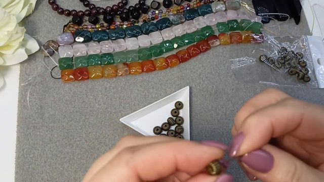 Кольцо-самоделка  Камень и дерево  Гранатовый браслет  #ольгаклинова #украшения #diy