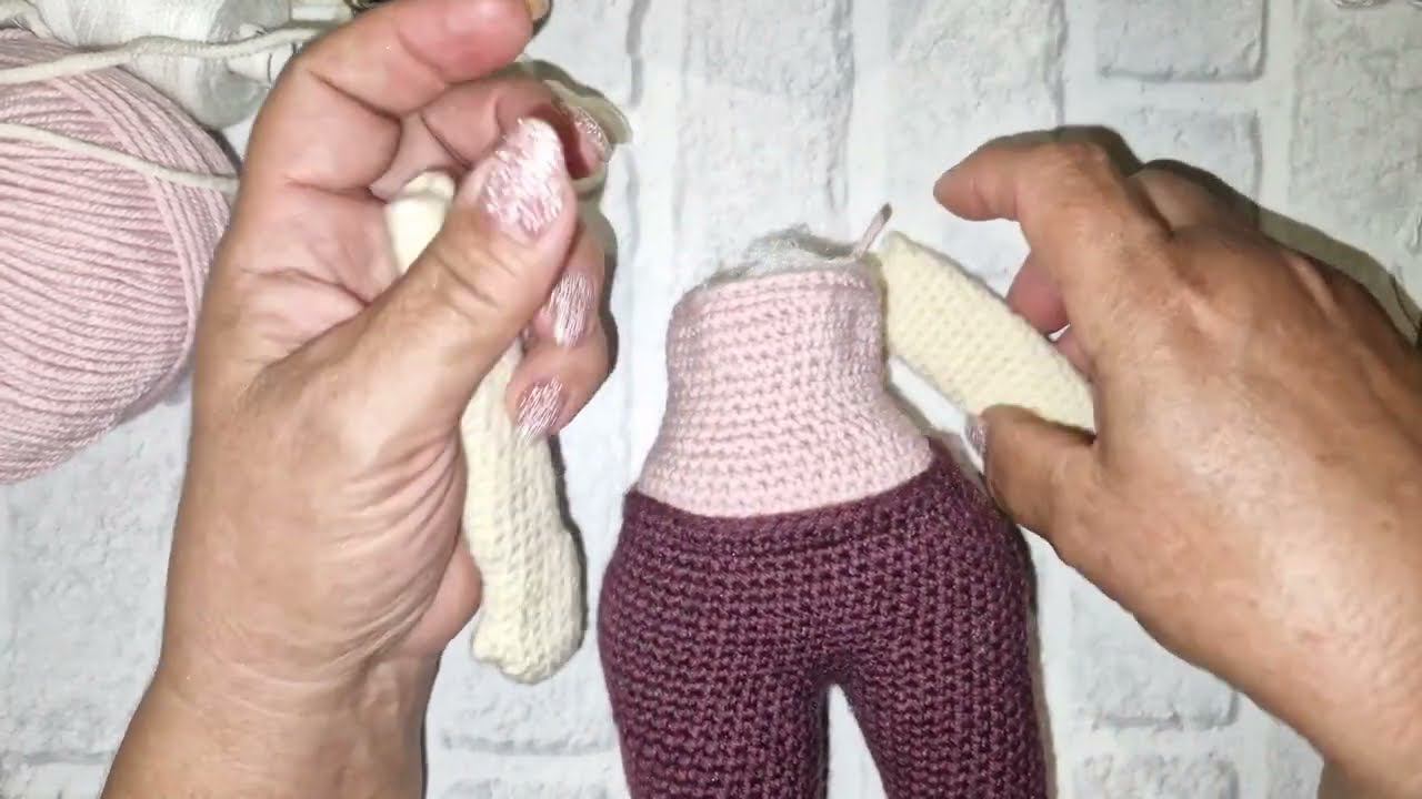 Мастер класс куколки Катюши Часть 4 Ввязывание ручек в тело/ шея
