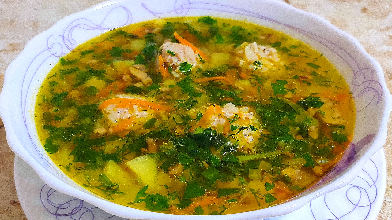 ГРИБНОЙ СУП С ФРИКАДЕЛЬКАМИ🍲Ольгины Рецепты.