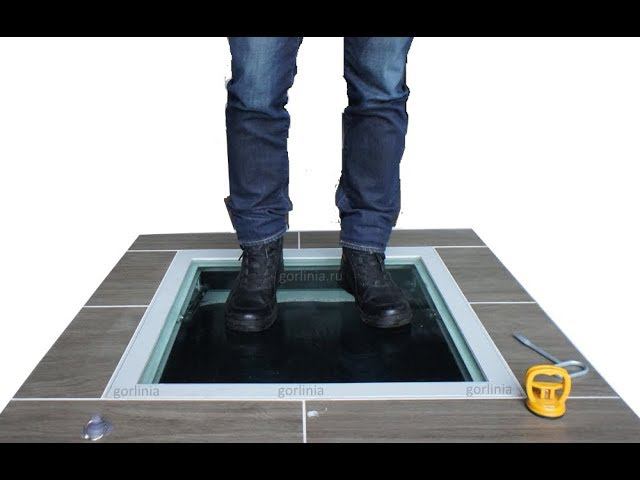 Напольный люк со стеклом триплекс в дверце погреба