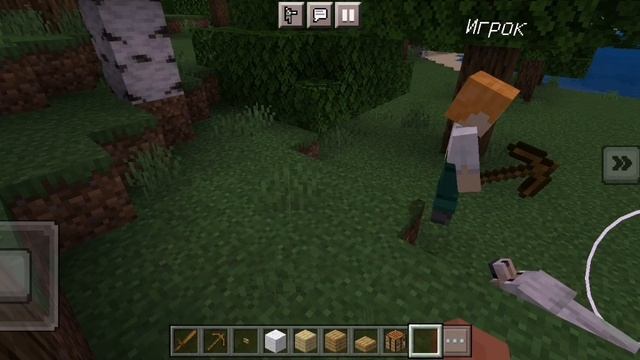 Играю с Аксолотлем в Майнкрафт,но это выживание в лесу