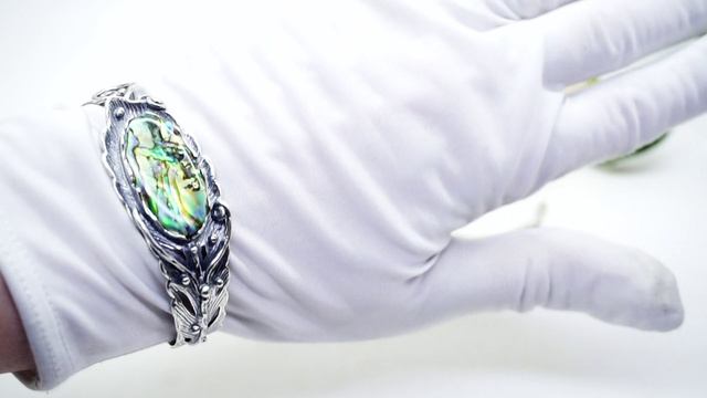 Красивый браслет "Перо" гелиотис перламутр посеребрение 12 мк красивый изящный 1069