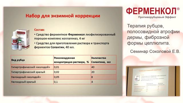 Терапия рубцов, полосовидной атрофии дермы, фиброзной формы целлюлита с Ферменкол
