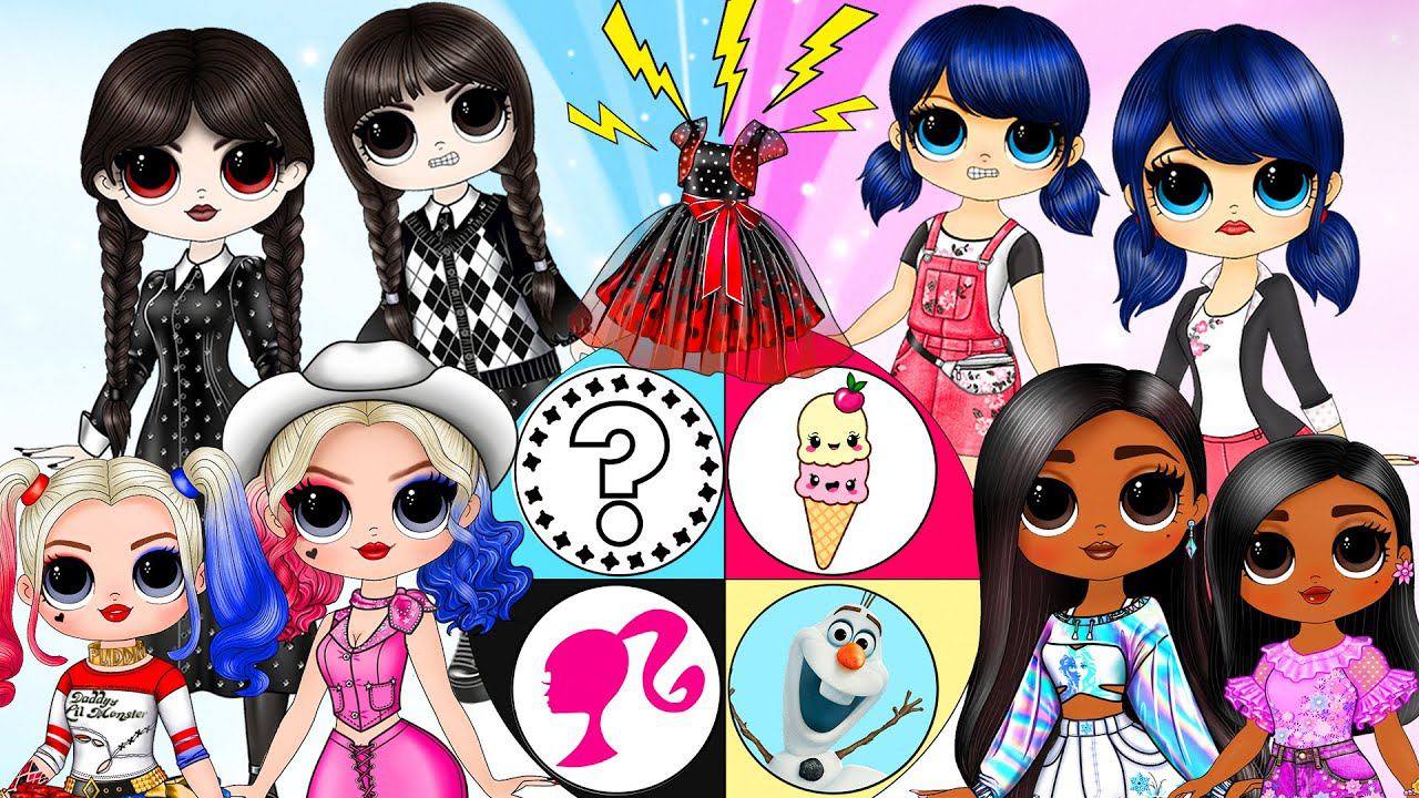 Уэнсдей Аддамс или Леди Баг Маринетт: Кто Получит Платье ?  Бумажные Куклы и Сюрпризы