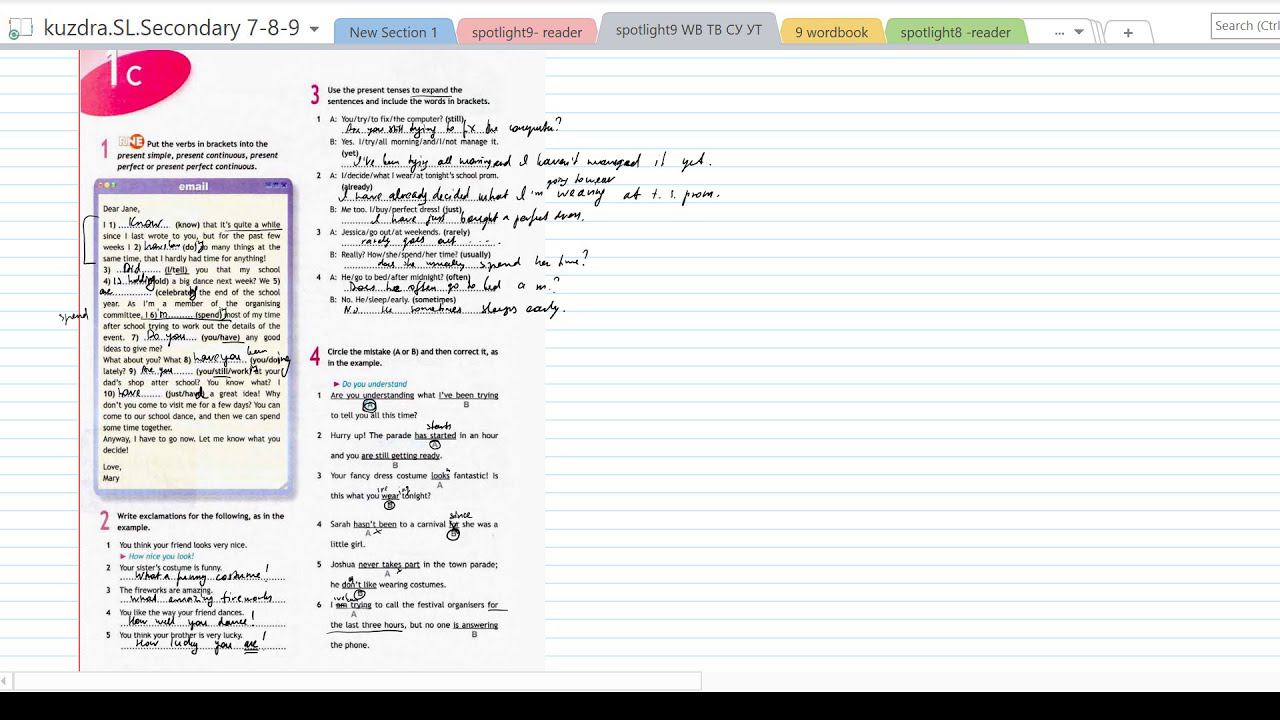 11. Spotlight 9. Module 1. Unit 1c Workbook