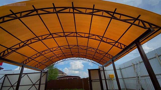 Навес на две машины и откатные ворота с калиткой на въезде за один день