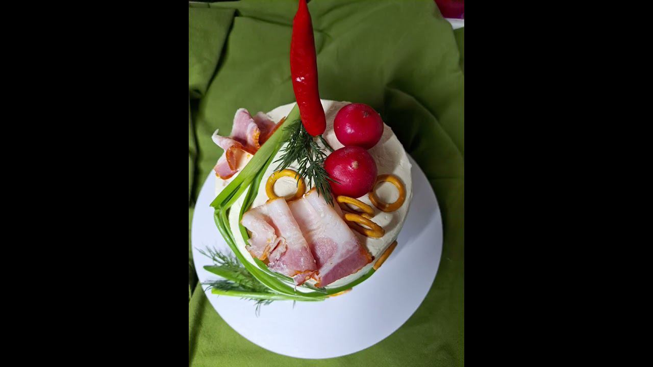 Закусочный не сладкий торт на 9 мая