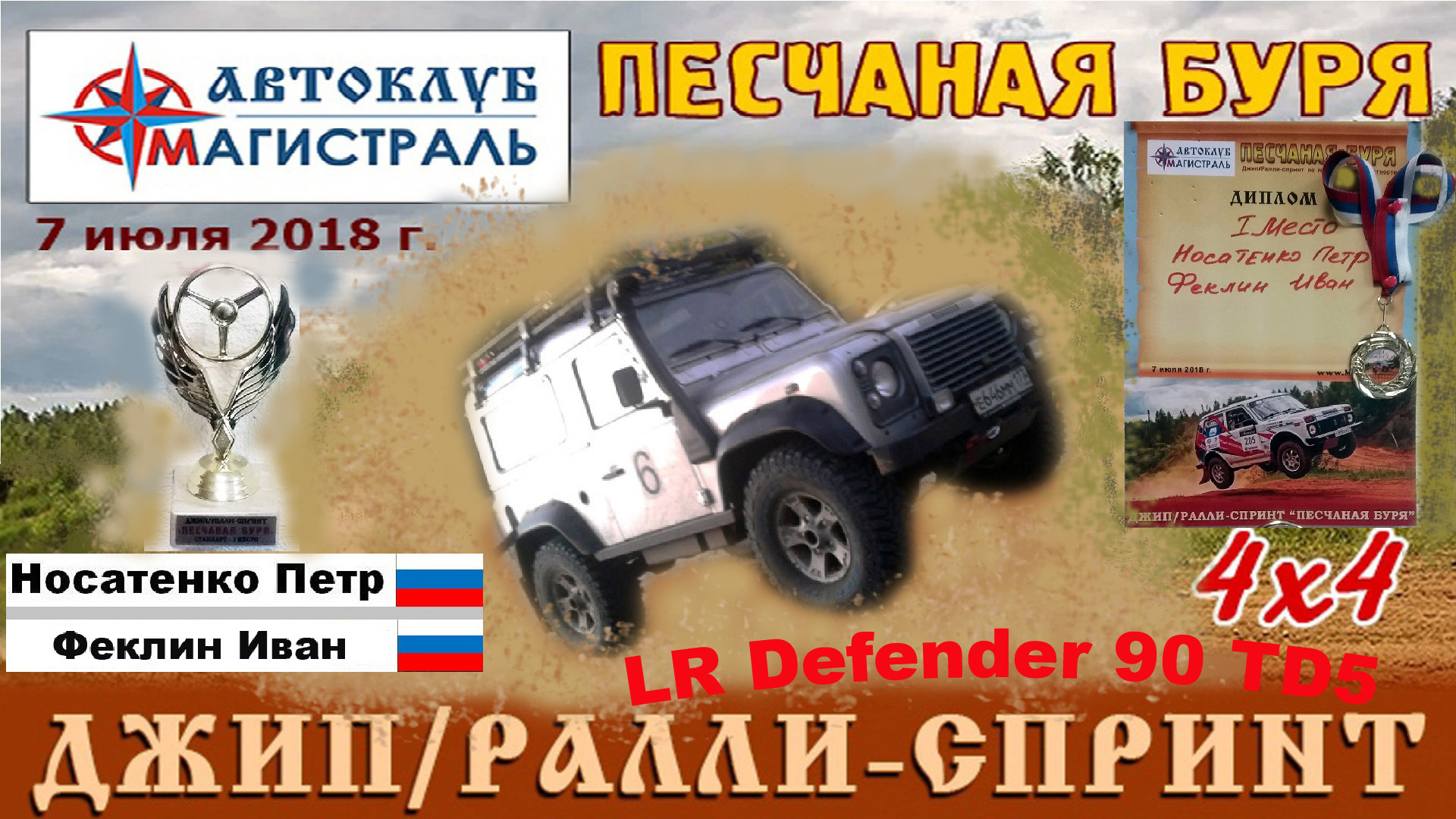 LR Defender 90 TD5 на джип-ралли-спринте ПЕСЧАНАЯ БУРЯ 7 июля 2018.mp4