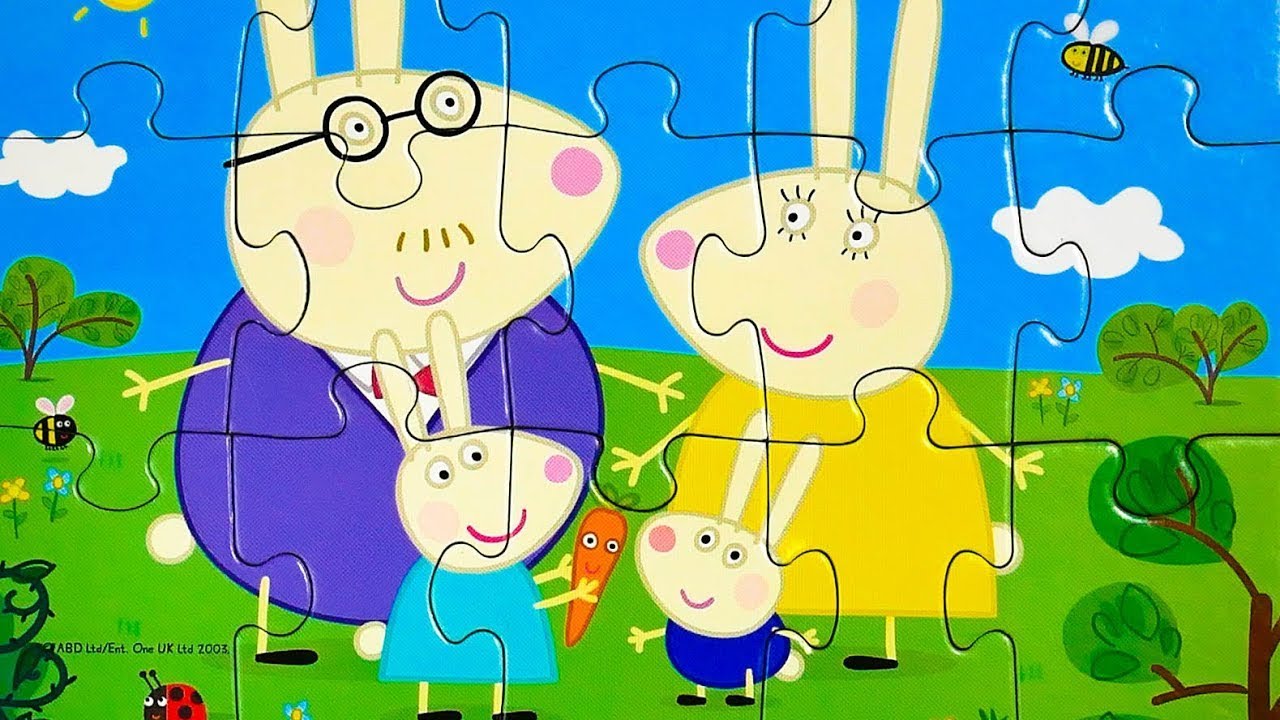 Пазл Свинка Пеппа, Семья Кроликов - собираем пазлы для детей | Polinka-Vitaminka