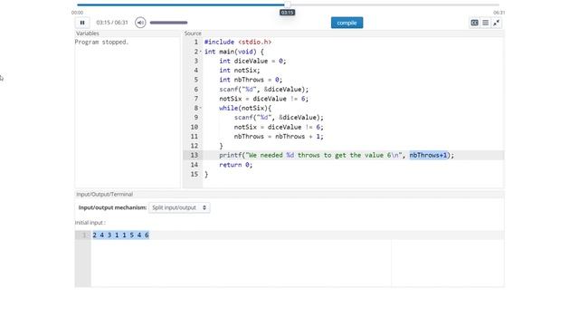 Repeat using a while loop