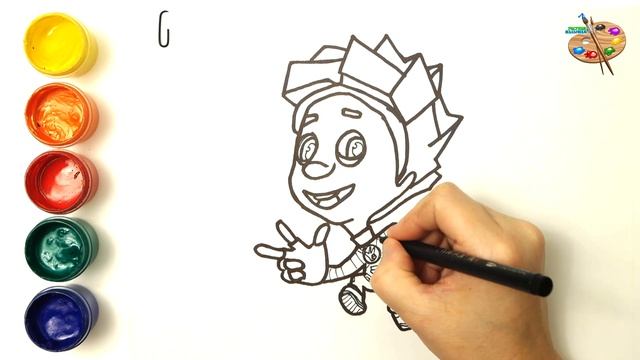 ФИКСИКИ раскраска для детей / Рисуем героев фиксиков НОЛИК / Раскраски и рисунки Малышам