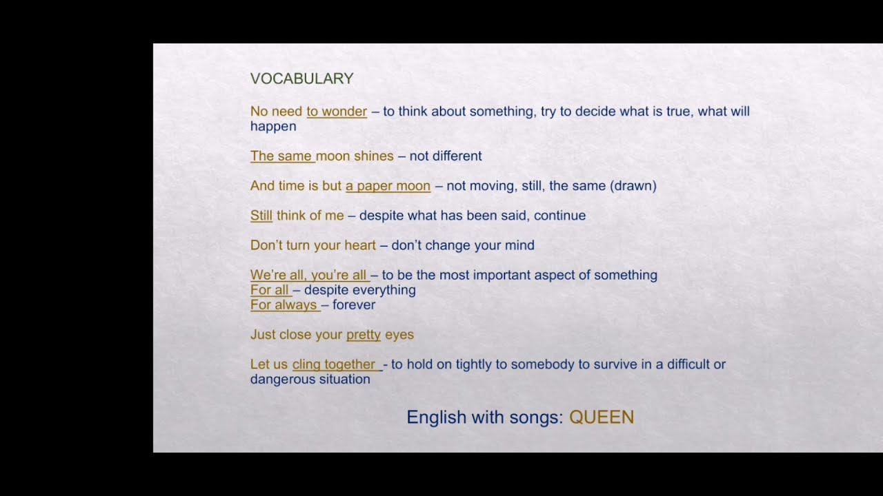 2. English with songs: Queen. Teo Torriatte