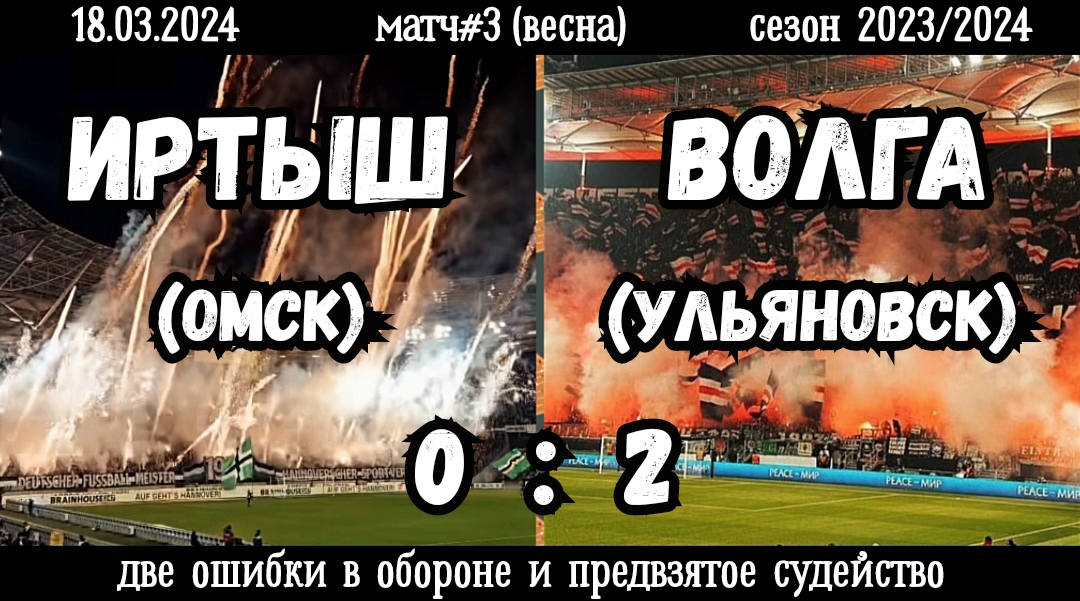 Иртыш (Омск)-Волга (Ульяновск) 0:2 (18.03.2024). Матч#3, сезон 2023/2024, весенняя Клаусура.