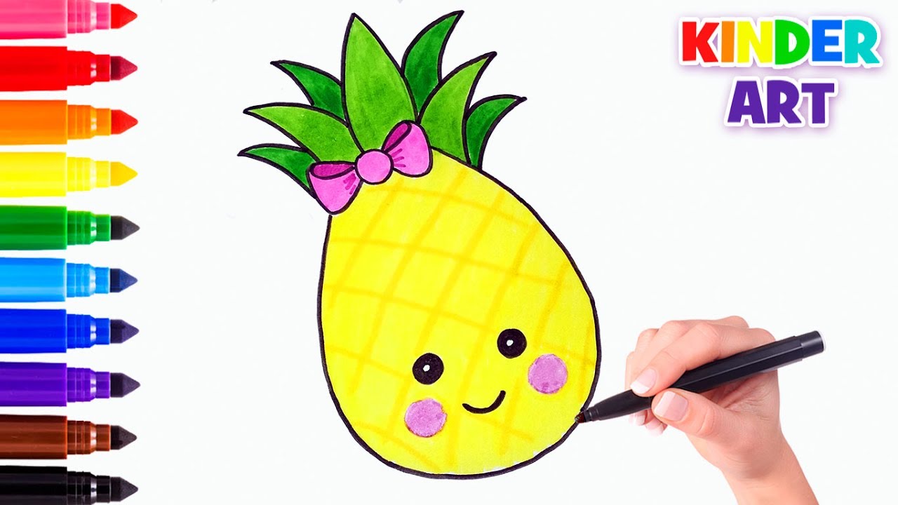 Как нарисовать милый ананас поэтапно