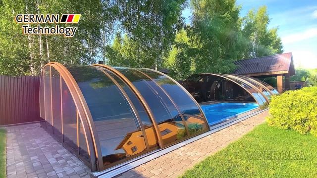 Павильон для бассейна модель Exclusiv Остекление тонированный поликарбонат Профиль Коричневый