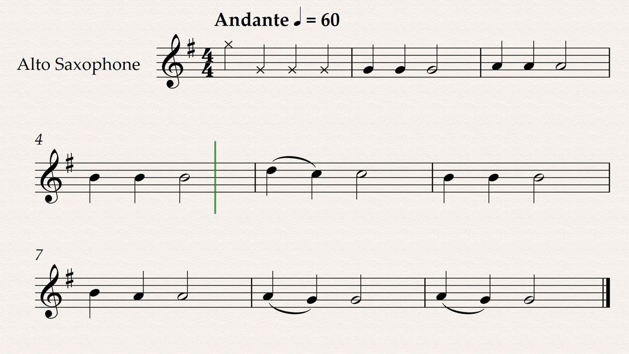 В.Симонова "День пришел" видео-минусовка и ноты для саксофона-альта, темп 60