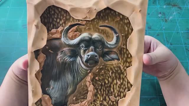 (4) This is a very interesting but also very professional leather carving animal course - Bull