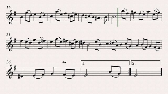 Бах И.С. "Бурре" из сюиты a-moll BWV996 видео-минусовка и ноты для саксофона-сопрано, темп 70