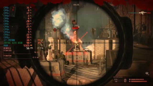 Warface i7 3930K RAM HYPER X 16GB DDR3 1600 ZOTAC GTX 650 2GB MEDIUM SETTINGS