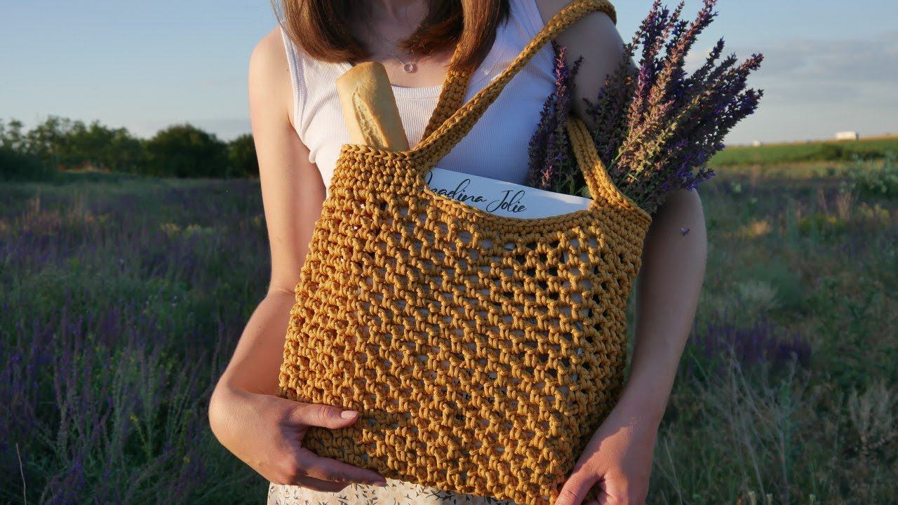Авоська из полиэфирного шнура крючком. Самая летняя сумка☀️